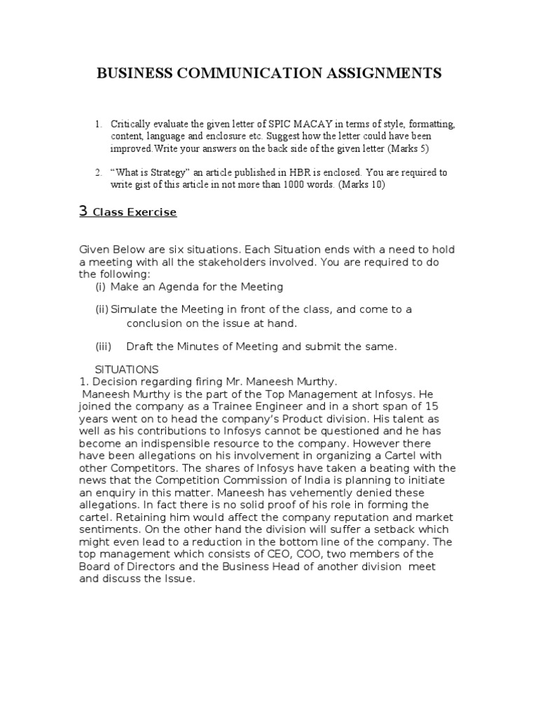 Business Communication Assignments | PDF | Board Of Directors | Business