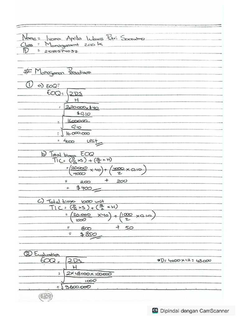 037 - Ivana Aprilia Wenes Putri Soeratno - Exercise Manajemen Persediaan & PJP | PDF
