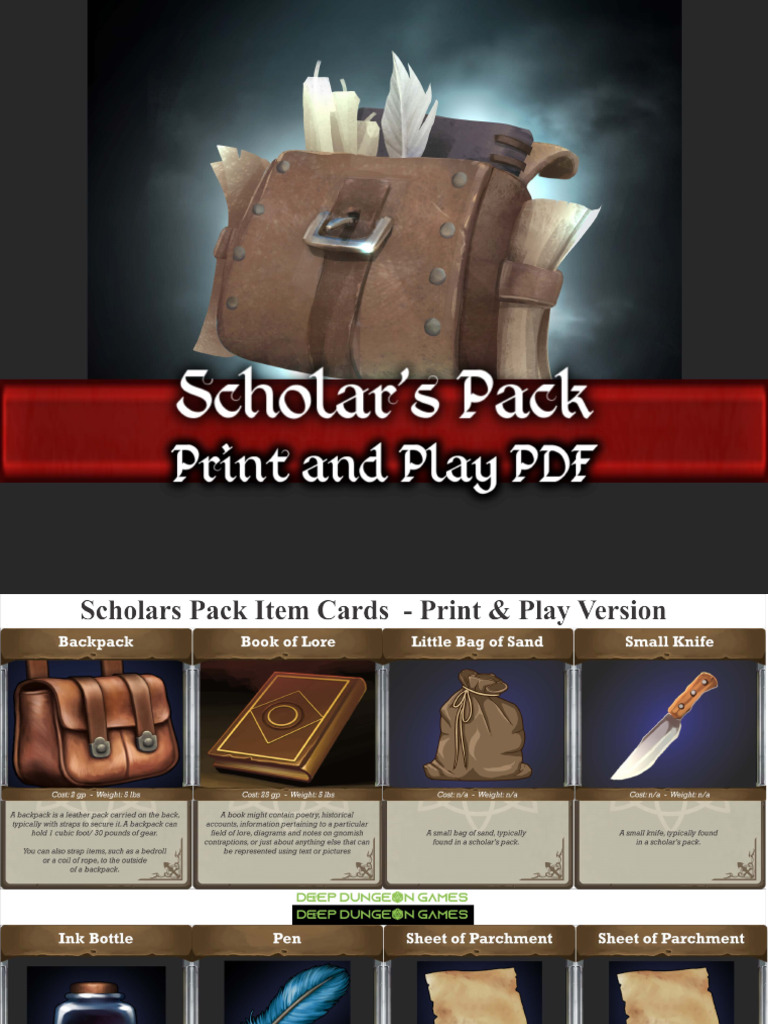 Scholar Pack Print and Play PDF | PDF