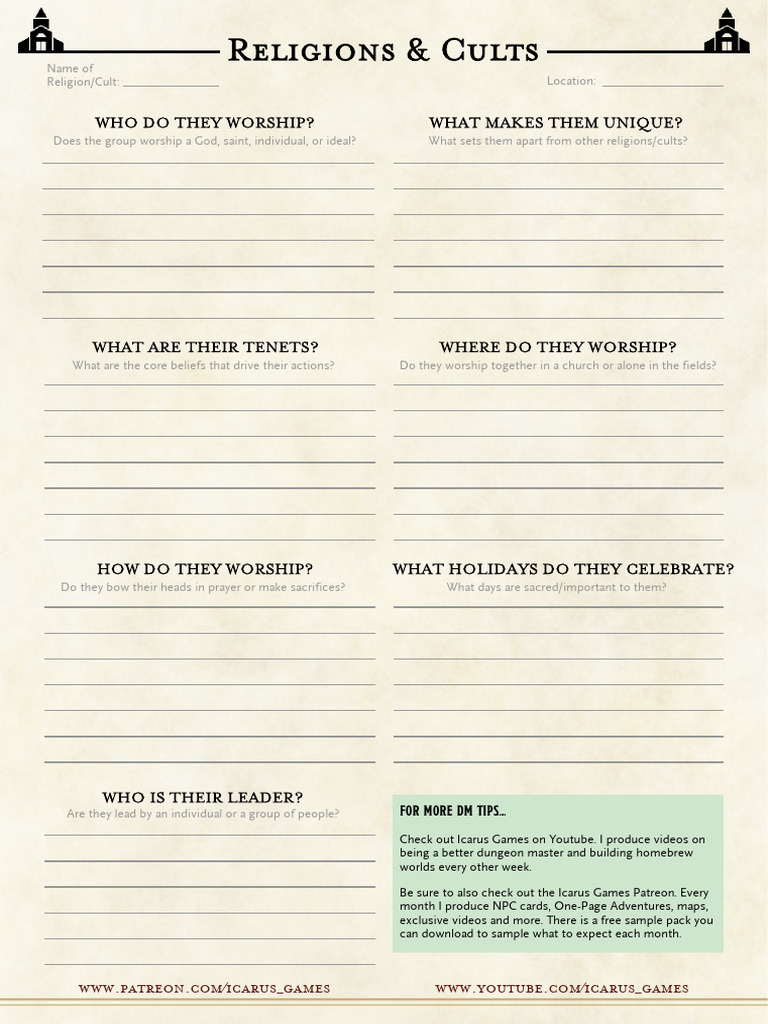 Religions Cults Template | PDF