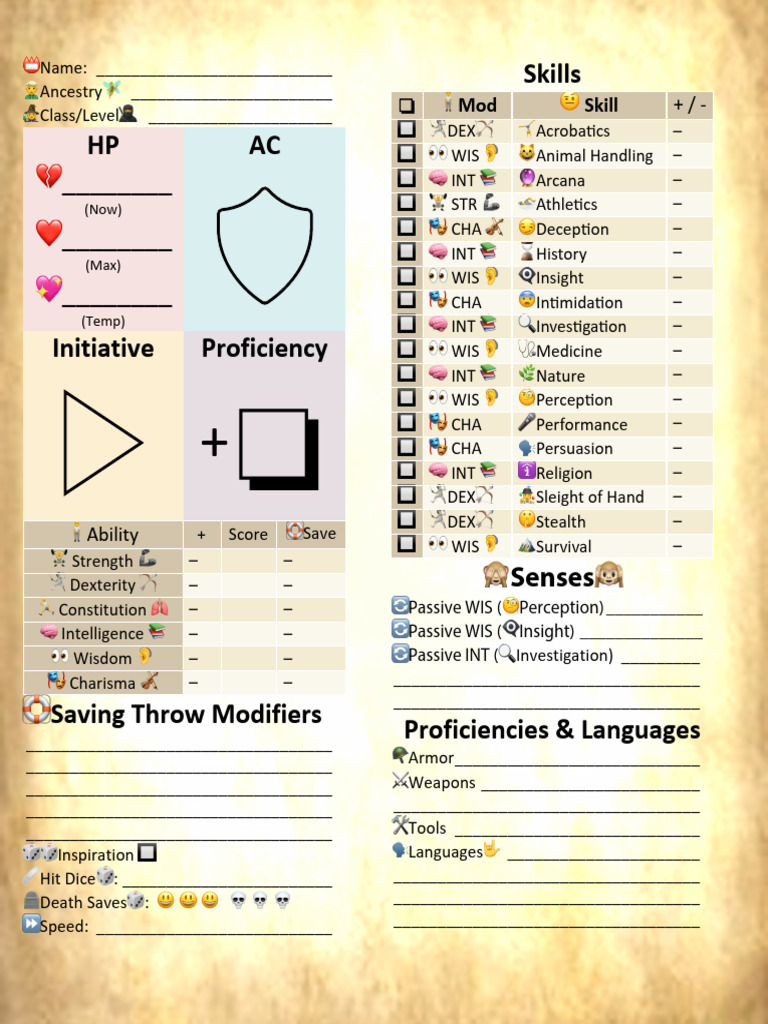 PictorIal_Character_Sheet | PDF | Role Playing Games | Gaming