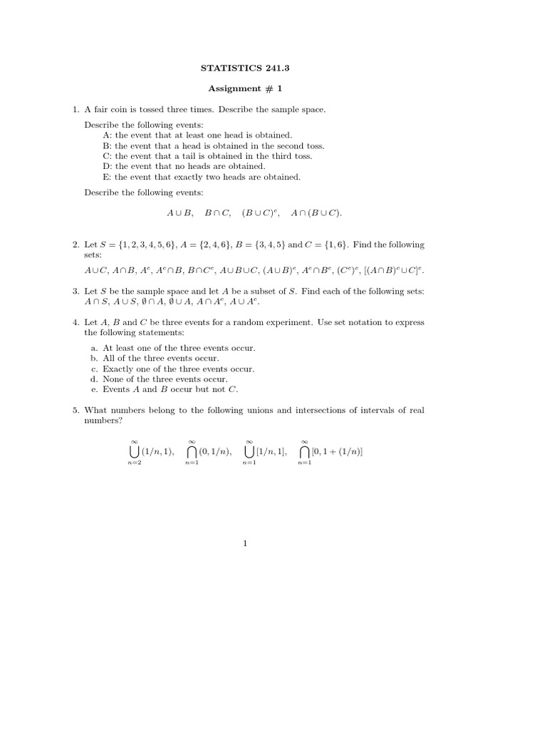 Ass 1 | PDF | Measure Theory | Mathematical Concepts
