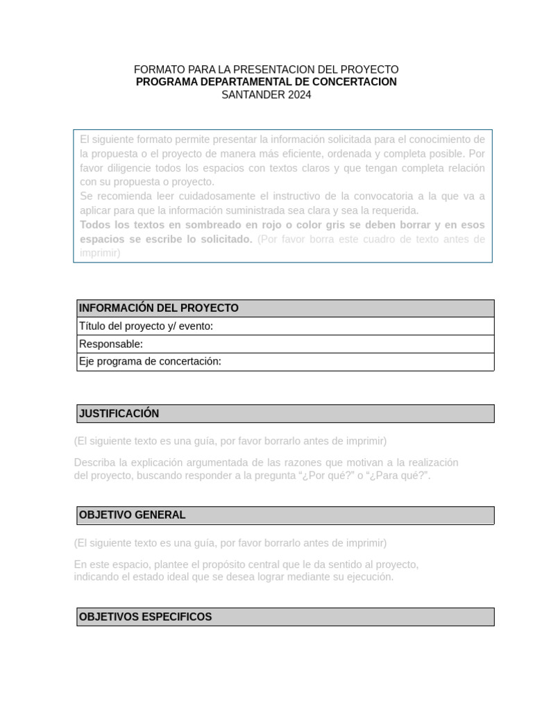 4 Formato Presentacion Proyecto Concertacion 2024 | PDF