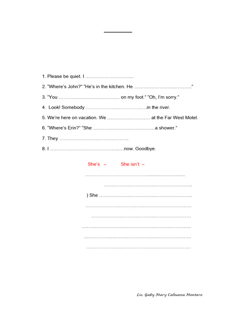 Practica Presente Continuo 2024 | PDF