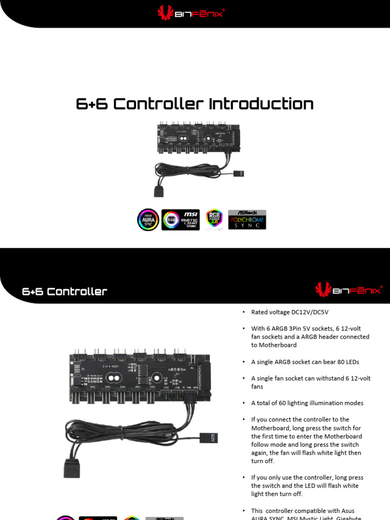 BitFenix 6+6 ARGB Controller Guide | PDF | Electrical Connector ...