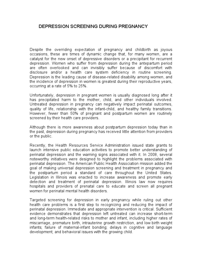 Depression Screening During Pregnancy | PDF | Major Depressive Disorder ...