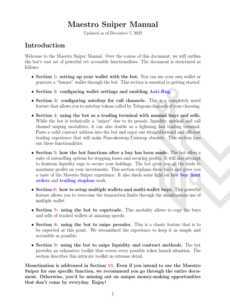 Sniper Manual | PDF | Cryptocurrency | Option (Finance)