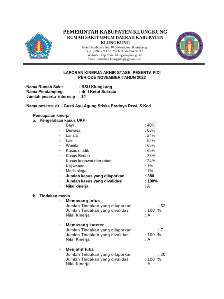 Rekap Borang Dr. I Gusti Ayu Agung Sriska Pradnya Dewi, S.Ked | PDF