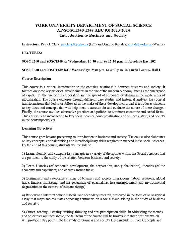 Introduction To BUSO Syllabus 2023-2024 2 | PDF | Academic Dishonesty | Lecture