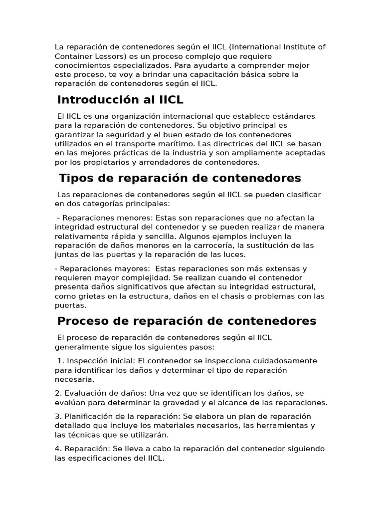 La Reparación de Contenedores Según El IICL | PDF