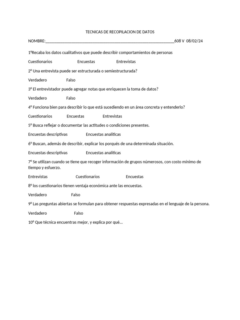 Técnicas Efectivas de Recopilación de Datos | PDF