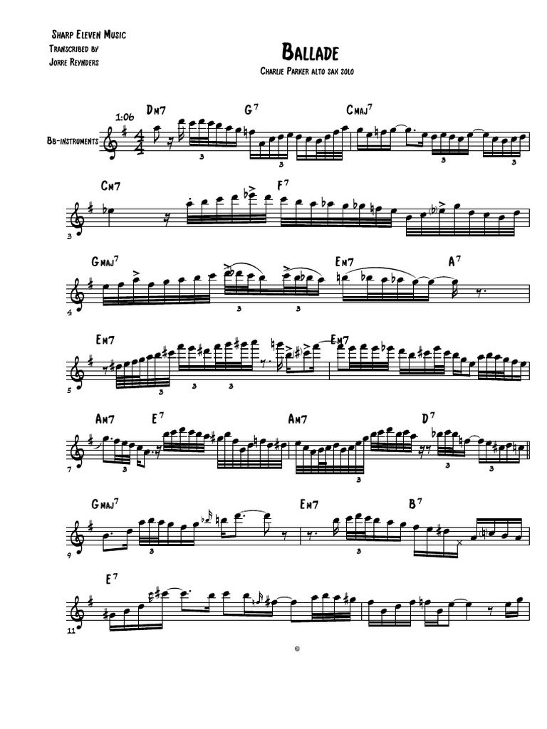 Charlie Parker - Ballade (Bb-instruments) | PDF