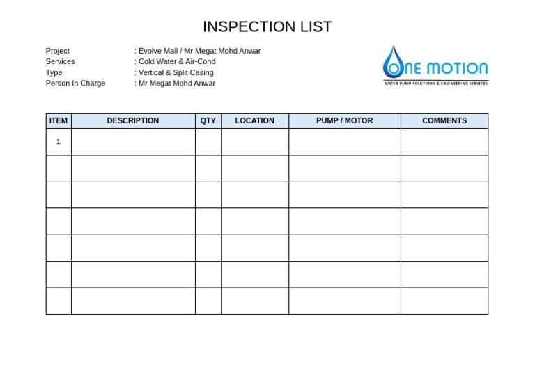 Draft - Inspection List | PDF