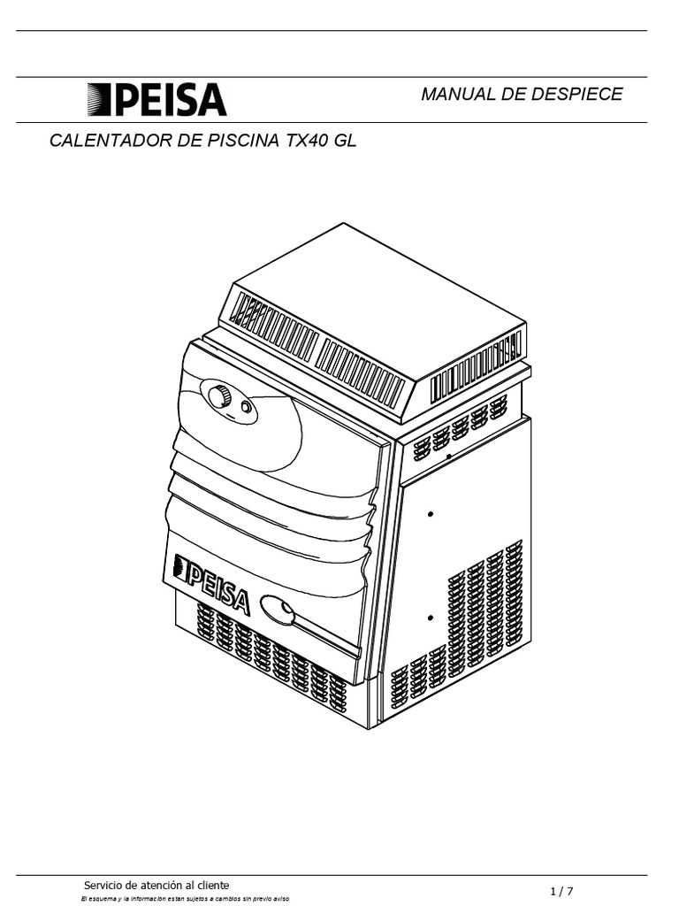 Despiece Calentador Piscina TX40 GL | PDF