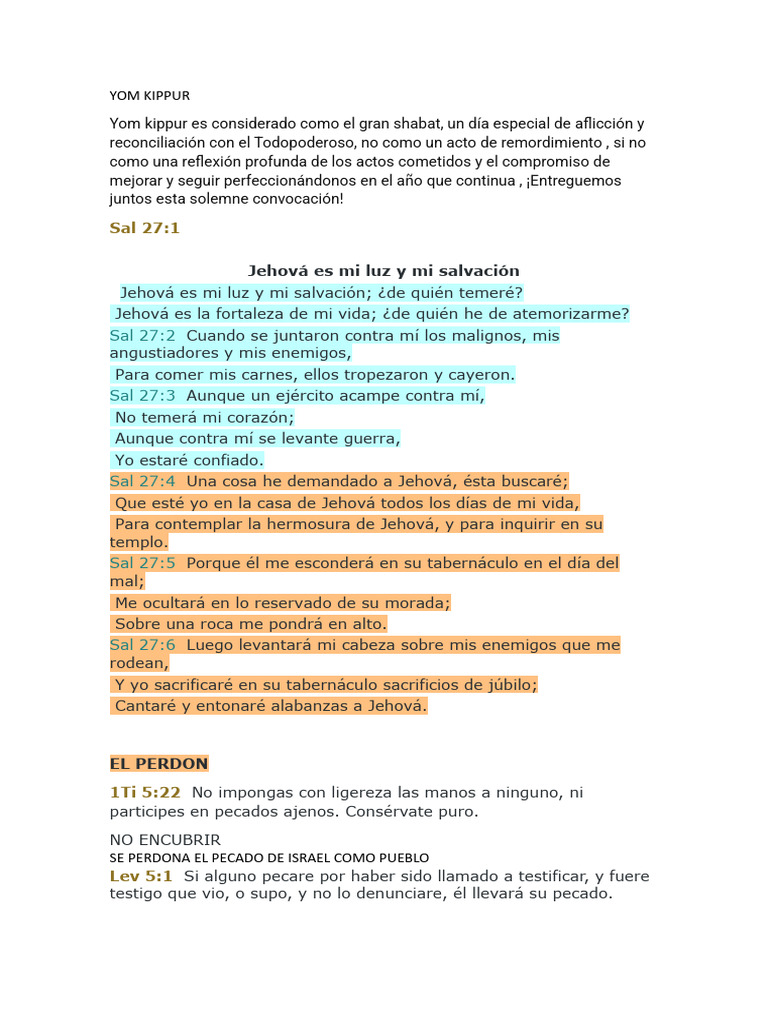 Yom Kippur Ministracion Pdf Pecado Creencia Religiosa Y Doctrina