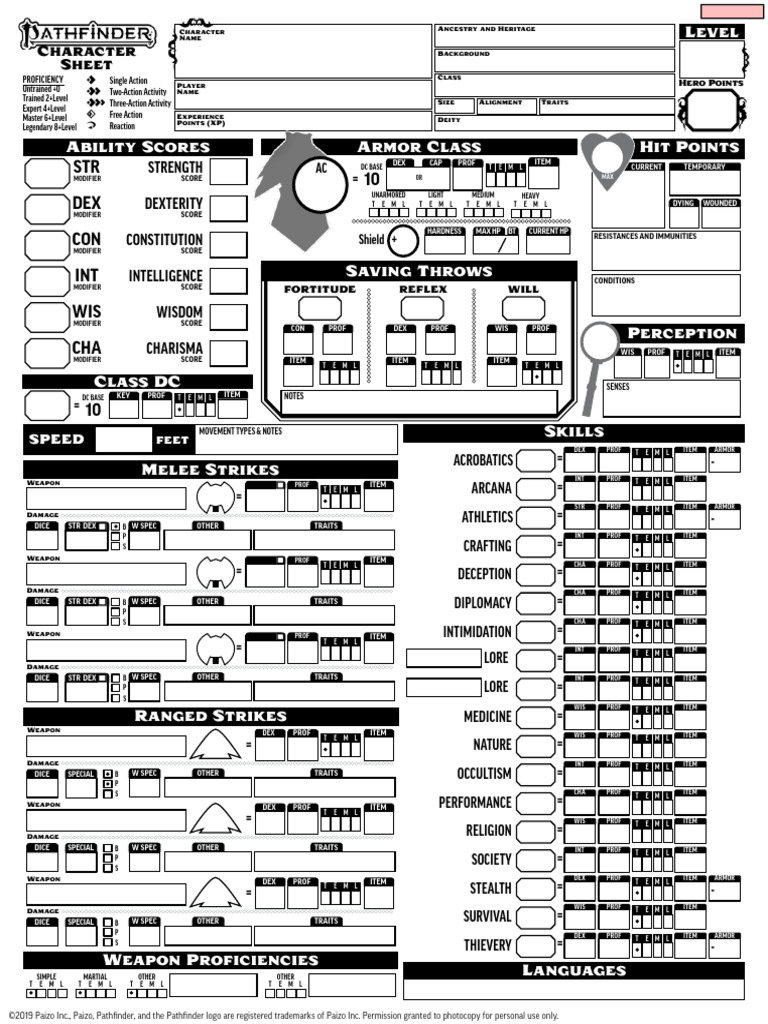 Form-fillable Pathfinder 2e Sheet w Calc | PDF | Fantasy Games | Game Rules