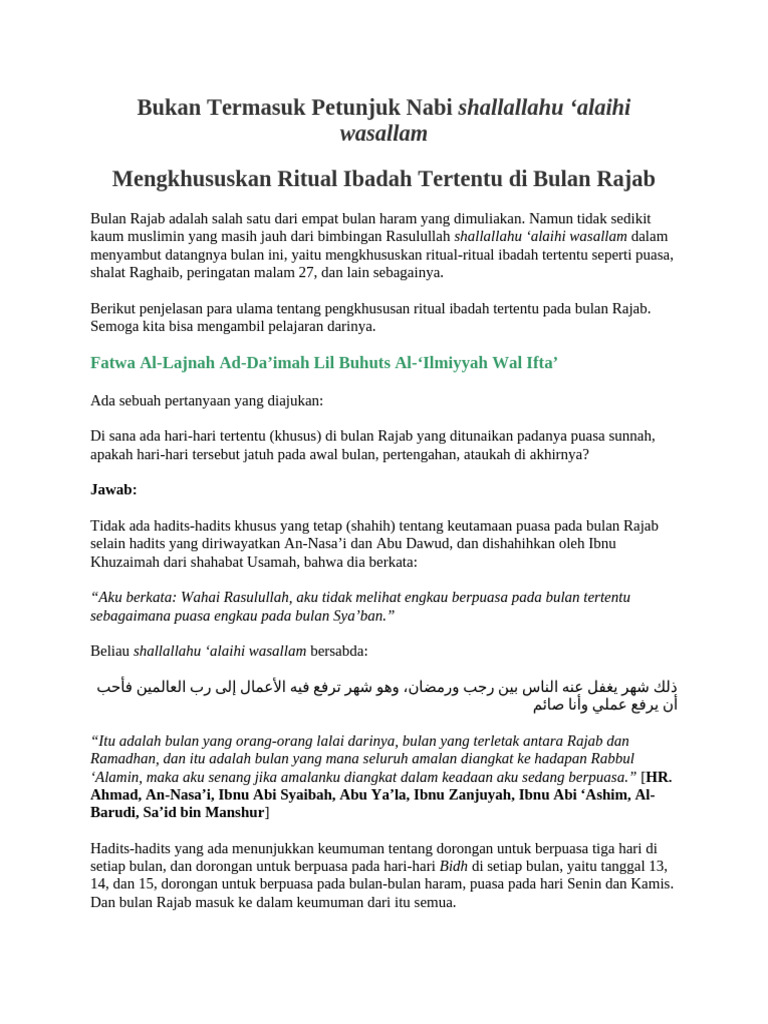 Bukan Termasuk Petunjuk Nabi Shallallahu | PDF