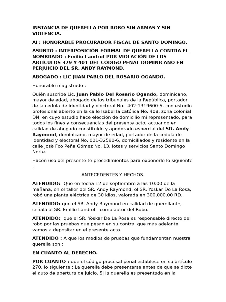 Querella 11 | PDF | Queja | Justicia