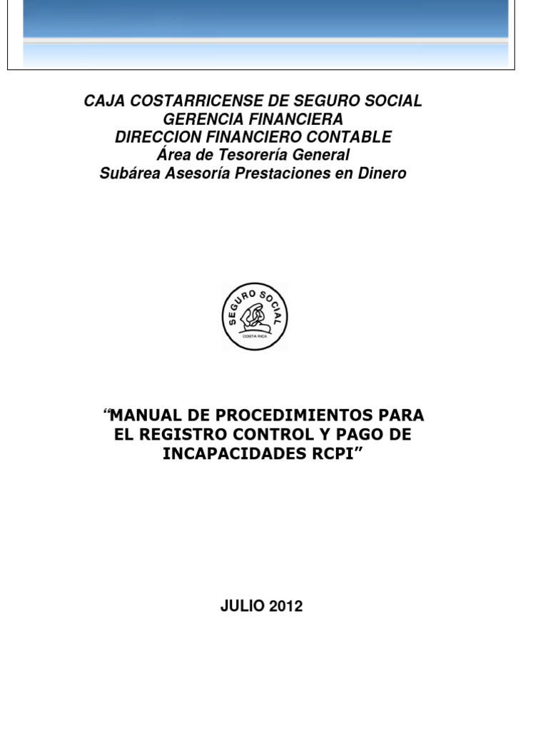 Manual de Procedimientos para El Registro, Control y Pago de Incapacidades RCPI | PDF | Hospital ...