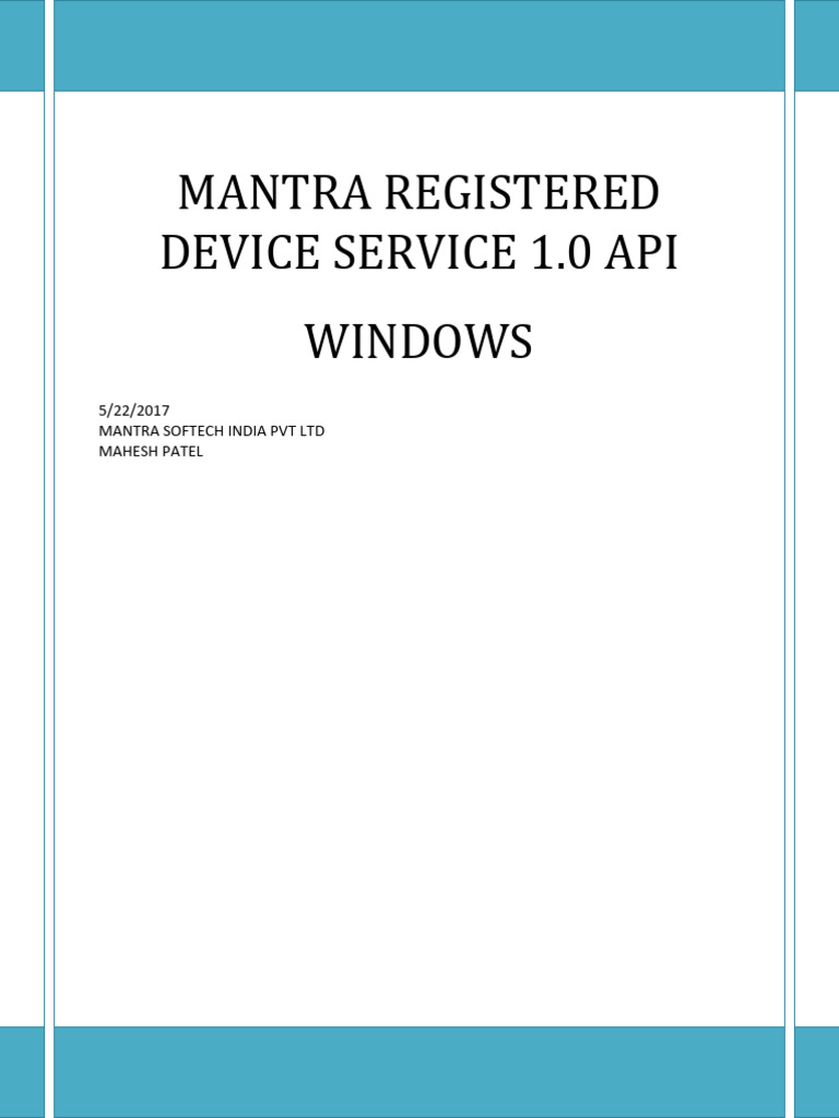 Mantra RD Service API Overview | PDF | Authentication | String ...