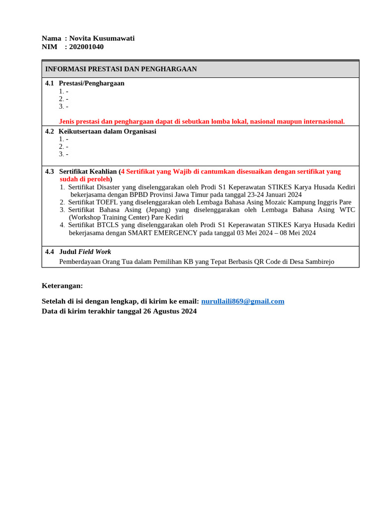 Form Pengisian Data Lulusan-SKPI-1 | PDF