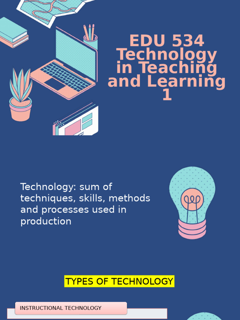 Technology in Education Technology Presentation in Blue Peach Illustrative Style | PDF