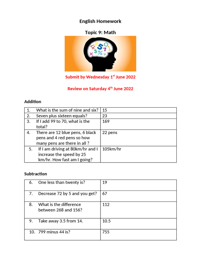 Felix - Topic 9 - Math (1) - May | PDF | Mathematics | Arithmetic
