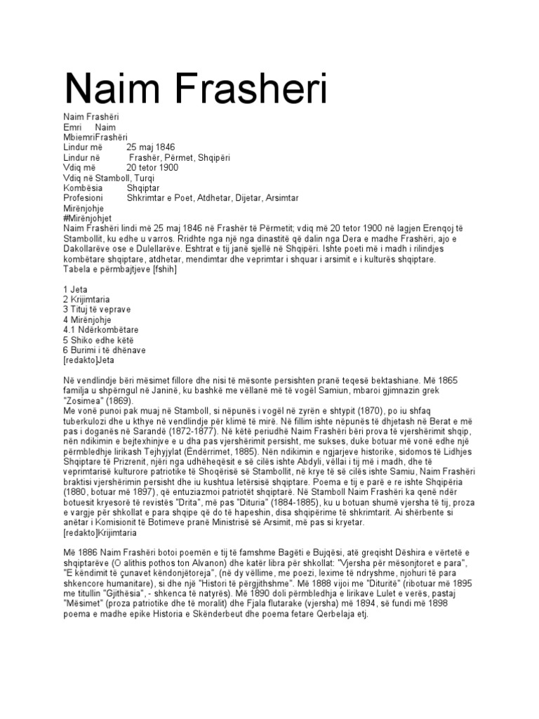 Naim Frasheri | PDF