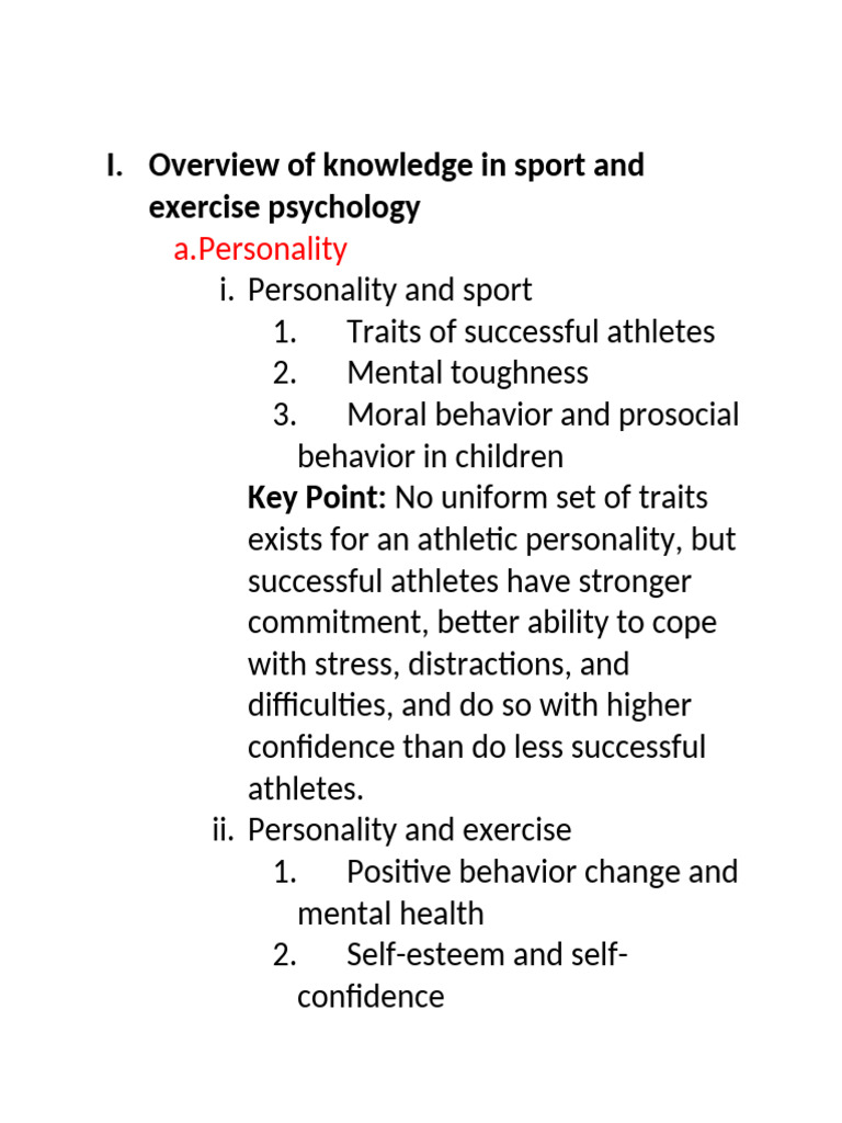 Overview of Knowledge in Sport and Exercise Psychology | PDF ...