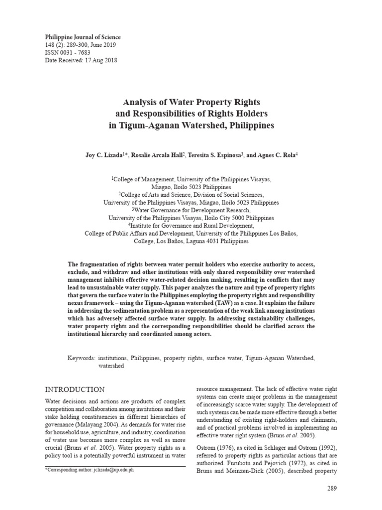 Analysis of Water Property Rights | PDF | Water | Property
