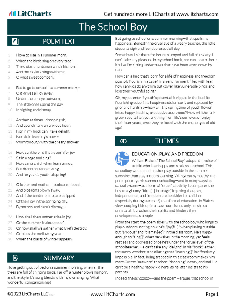 The School Boy's Plea for Freedom | PDF | Metre (Poetry) | Rhyme