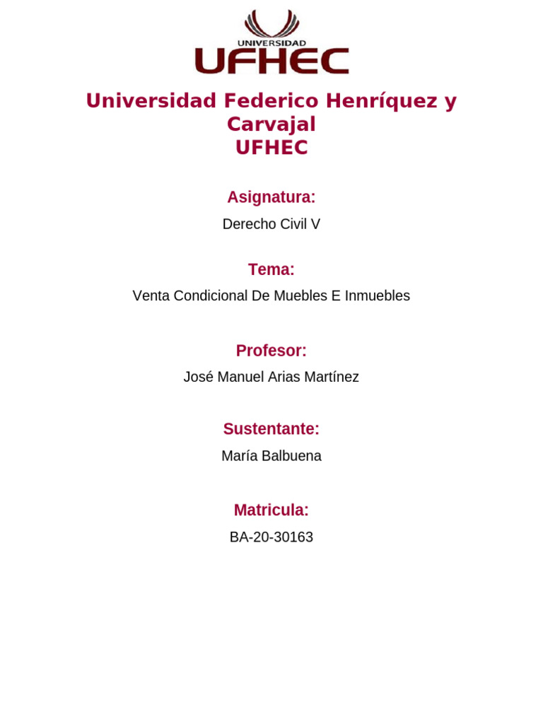 Maria Balbuena - Venta Condicional de Muebles E Inmuebles | PDF ...