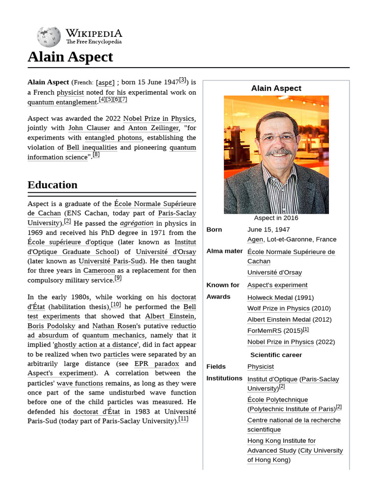 Alain_Aspect | PDF | Theoretical Physics | Scientific Theories