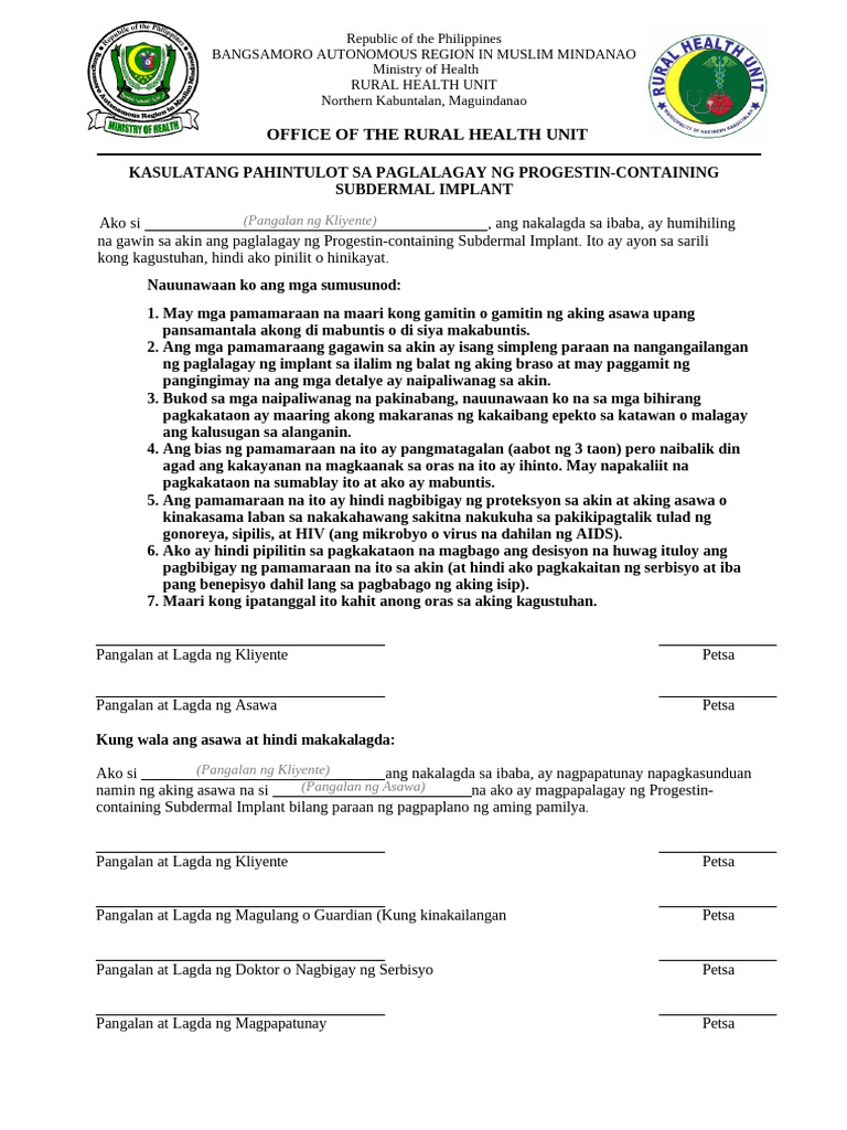 RHU Implant Consent Form | PDF