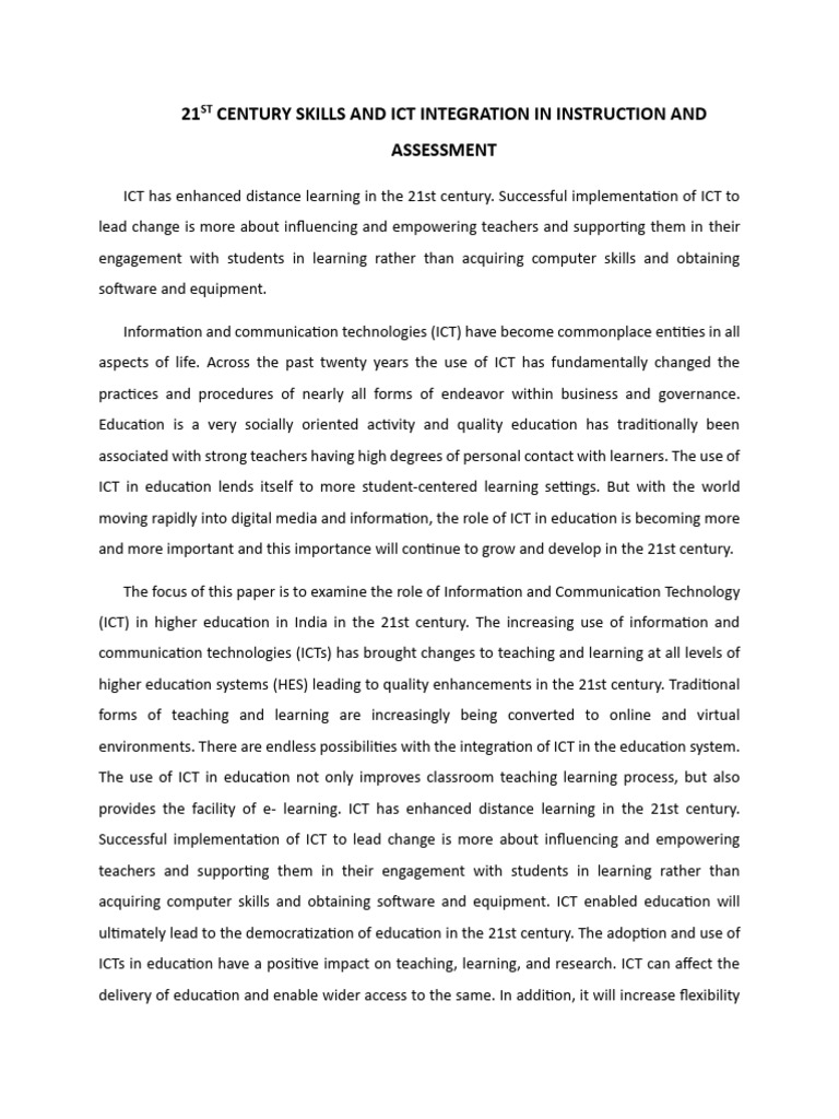 21ST Century Skills and Ict Integration in Instruction and Assessment ... 21ST Century Skills and Ict Integration in Instruction and Assessment ...