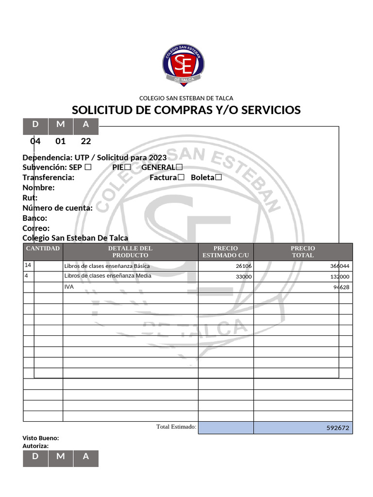 SOLICITUD DE COMPRA | PDF