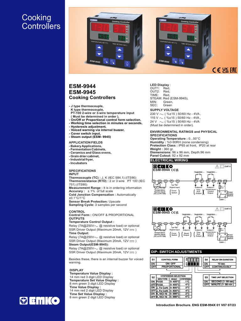 Cooking Controllers ESM-9944 - 9945 - Manual - EN | PDF | Thermocouple | Parameter (Computer ...