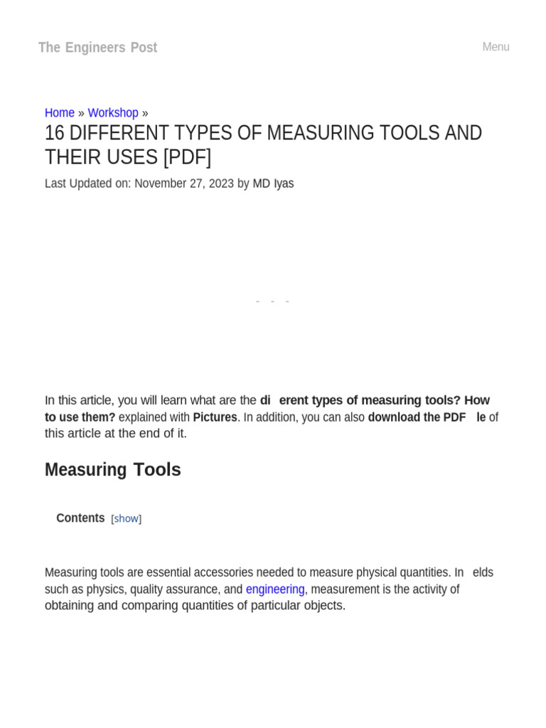 16 Different Types of Measuring Tools and Their Uses (PDF) | PDF ...