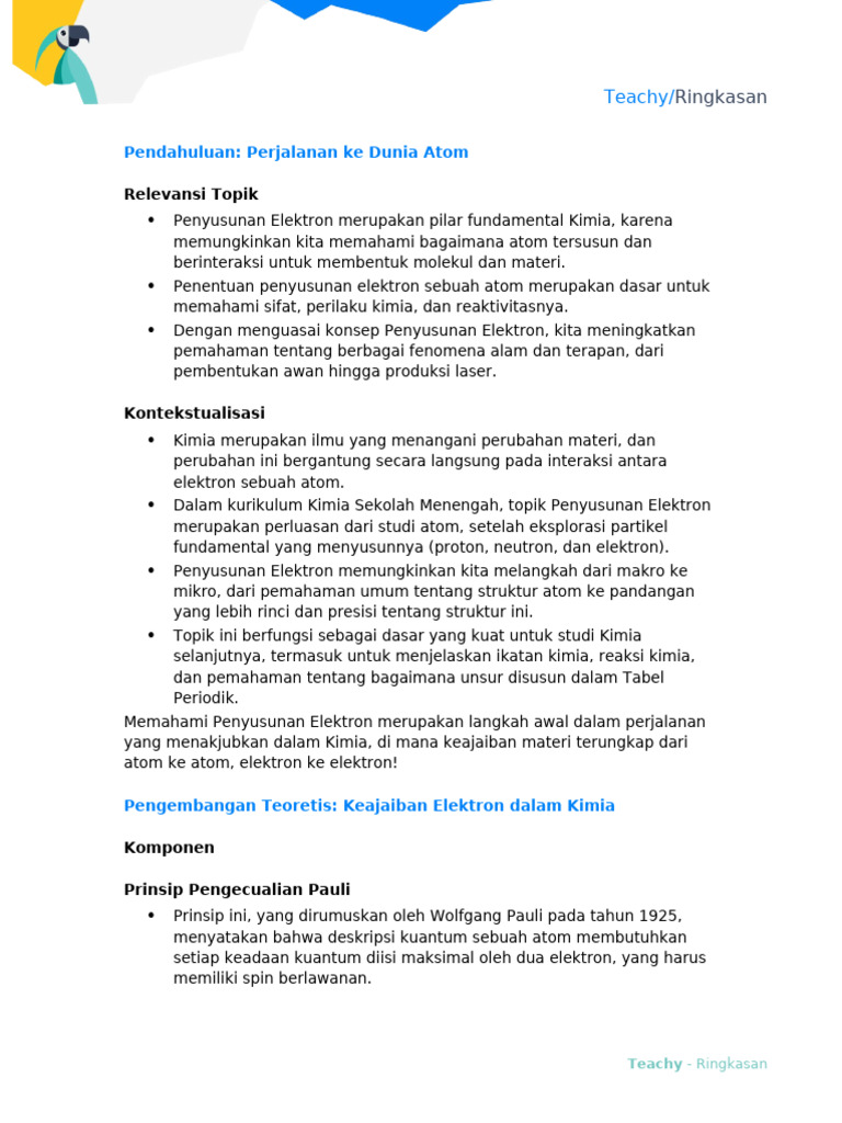 Ringkasan Atom Susunan Elektron | PDF