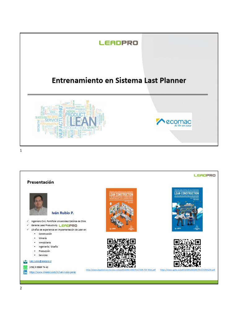 LeadPro - Entrenamiento en Sistema Last Planner | PDF | Lean ...