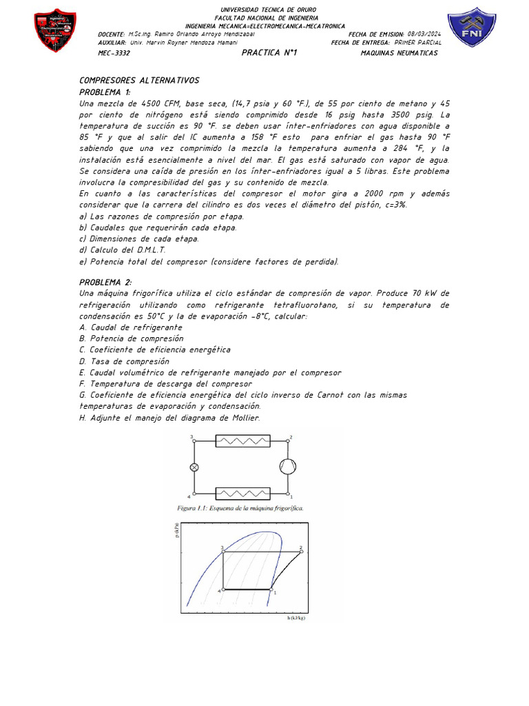 PRACTICA 1 MEC-3332 - I-2024 | PDF | Refrigeración | Ingeniería mecánica