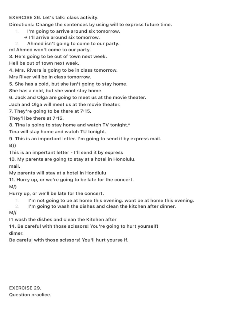 EXERCISE 26. Let's Talk Class Activity.?directions Change The Sentences ...