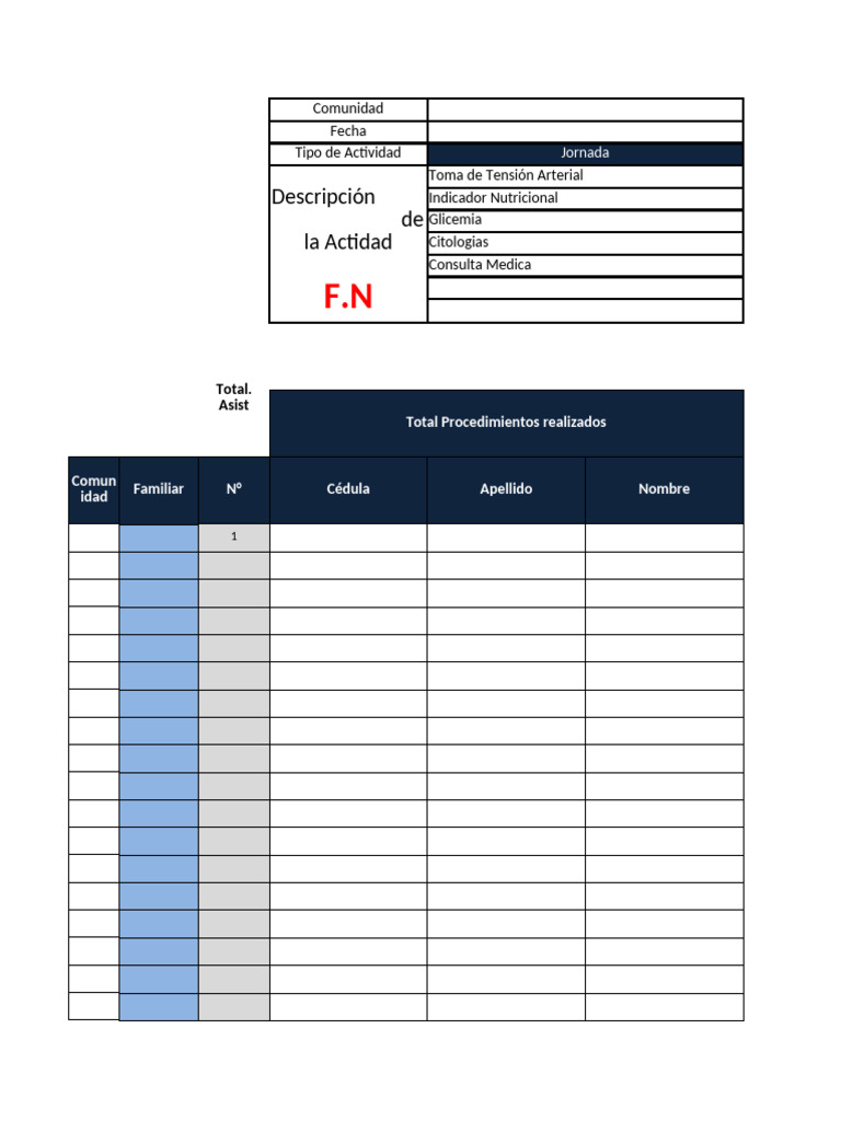 Nuevo Formato Base de Datos 2023 - 24 Jornadas Salud (En Blanco) V.F 12.06.23 | PDF | Medicina ...