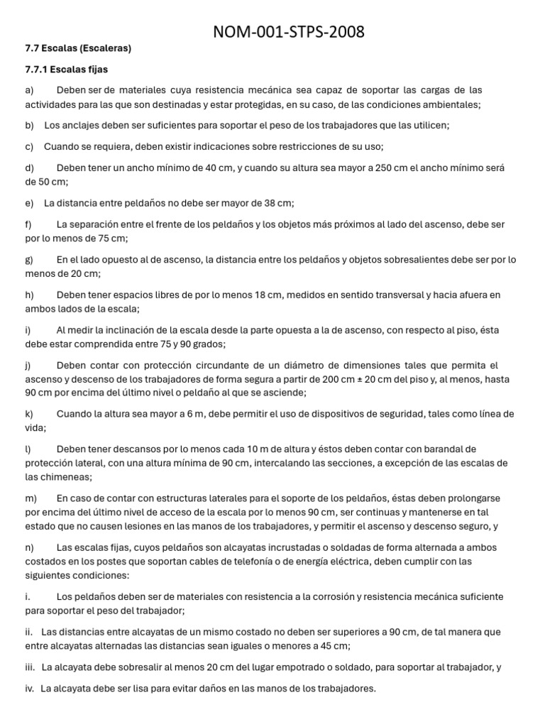 Nom-001-Stps-2008 - Escalas | PDF