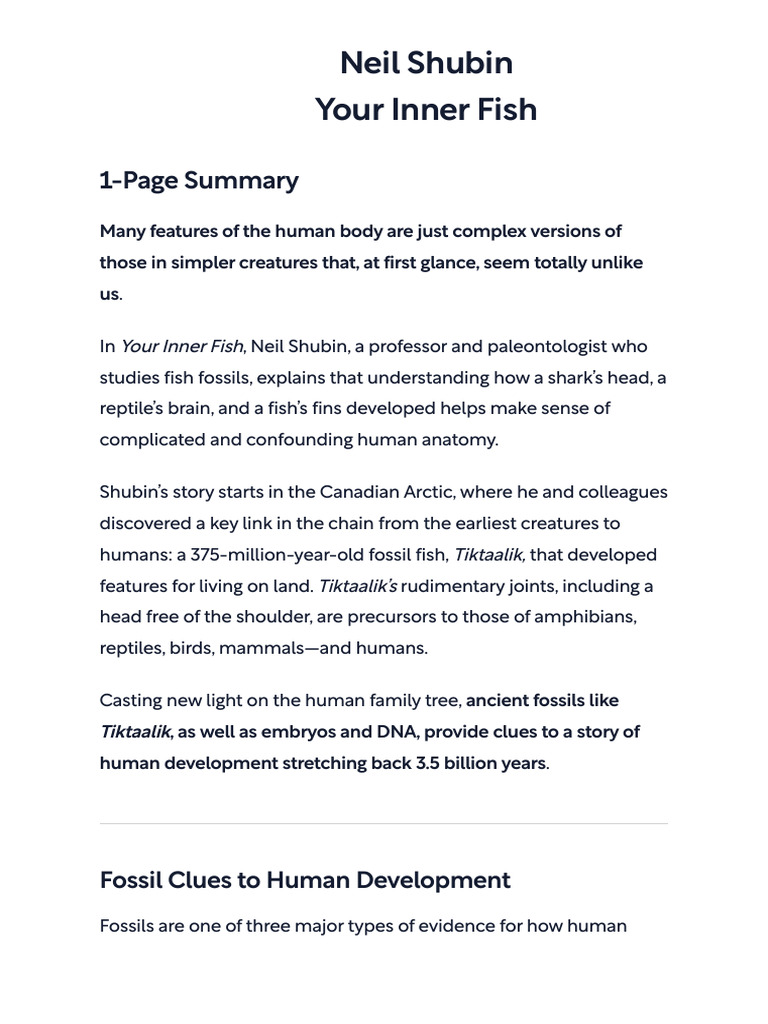 Your Inner Fish - Neil Shubin | PDF | Tooth | Embryo