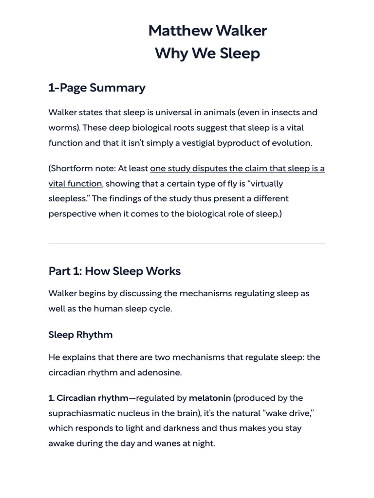 Why We Sleep - Matthew Walker | PDF | Sleep | Rapid Eye Movement Sleep