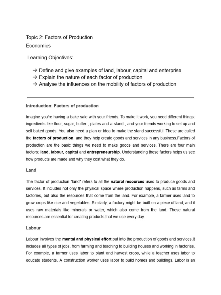 Understanding Factors Of Production Pdf Factors Of Production