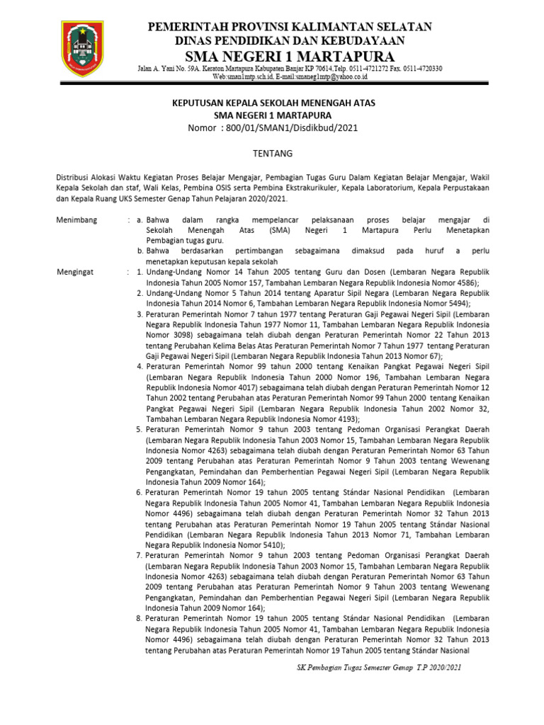 SK Mengajar S.Genap 2020-2021 | PDF