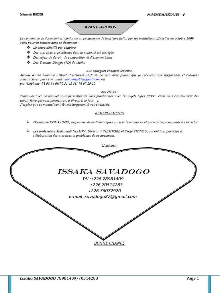 Manuel de Maths pour la 3ème | PDF | Mathématiques | Algèbre