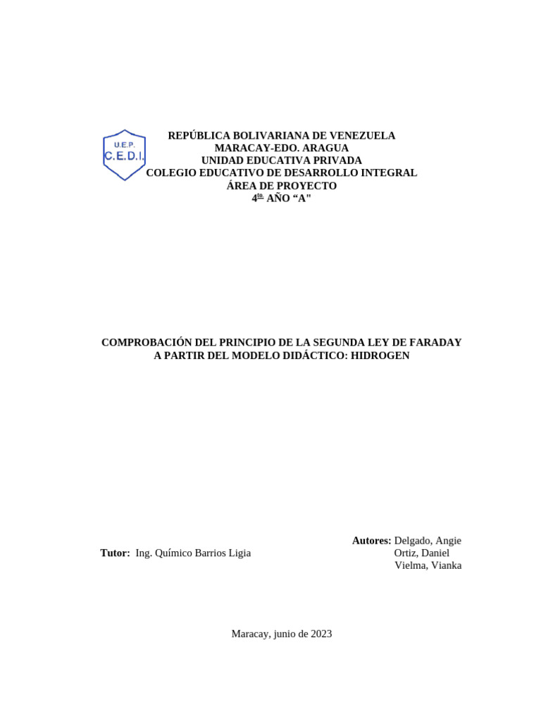 Proyecto Final Ley de Faraday 4to Año Angie Listo | PDF | Redox | Electroquímica